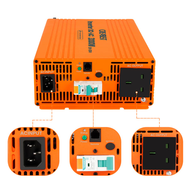 3000W Pure Sine Wave Power Inverter 12V to 240V with RCD Breaker, Main ...